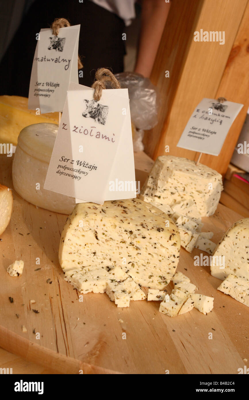 Polish food traditional cheese flavoured with herbs from the Wizajn ...