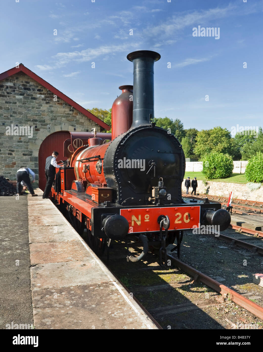A Furness Railway No. 20 steam engine and carriages at the recreation ...