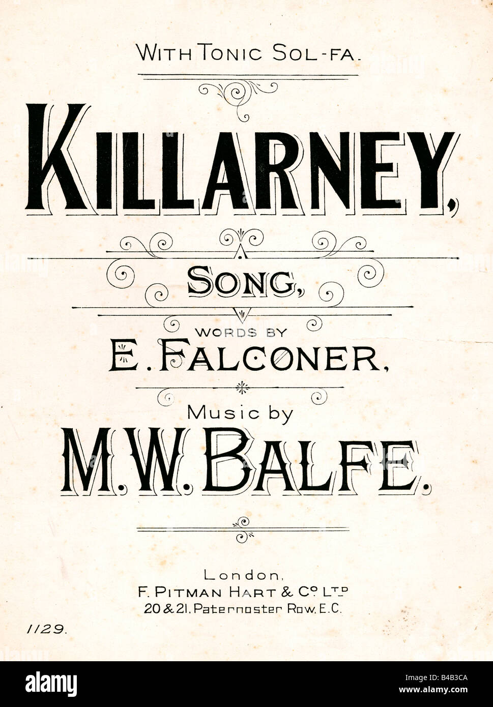 Killarney late Victorian music sheet cover for a song about the Irish ...