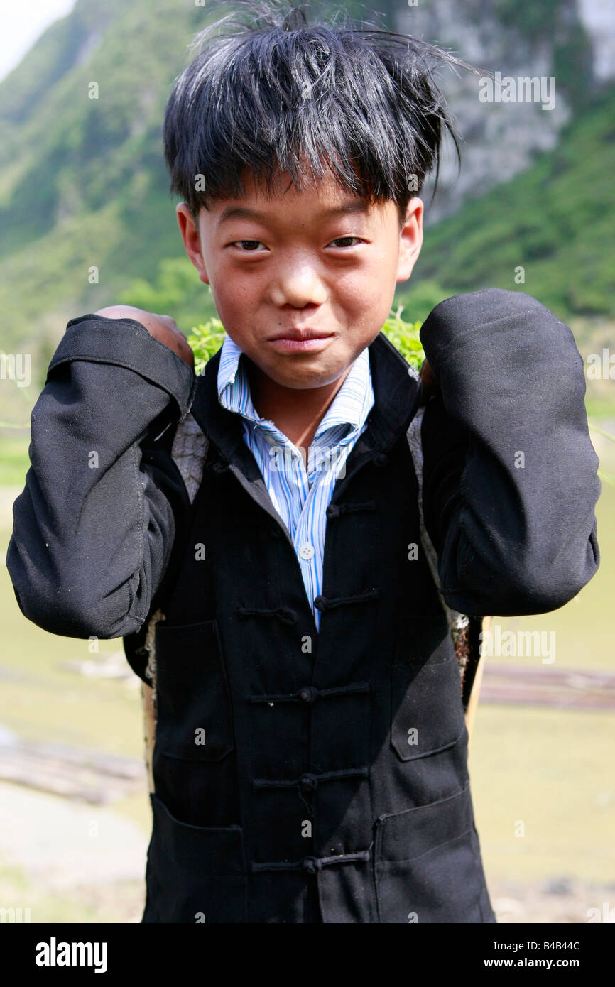 White Hmong boy at the village of Pho Lao, Dong Van Plateau, Vietnam ...