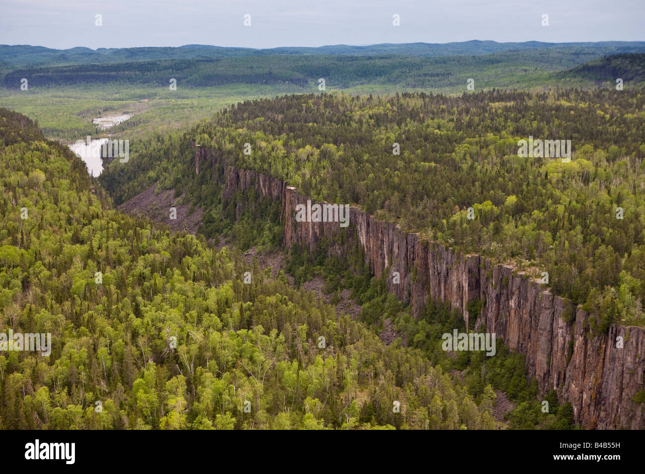 Aerial view of the Ouimet Canyon in the Ouimet Canyon Provincial Park ...