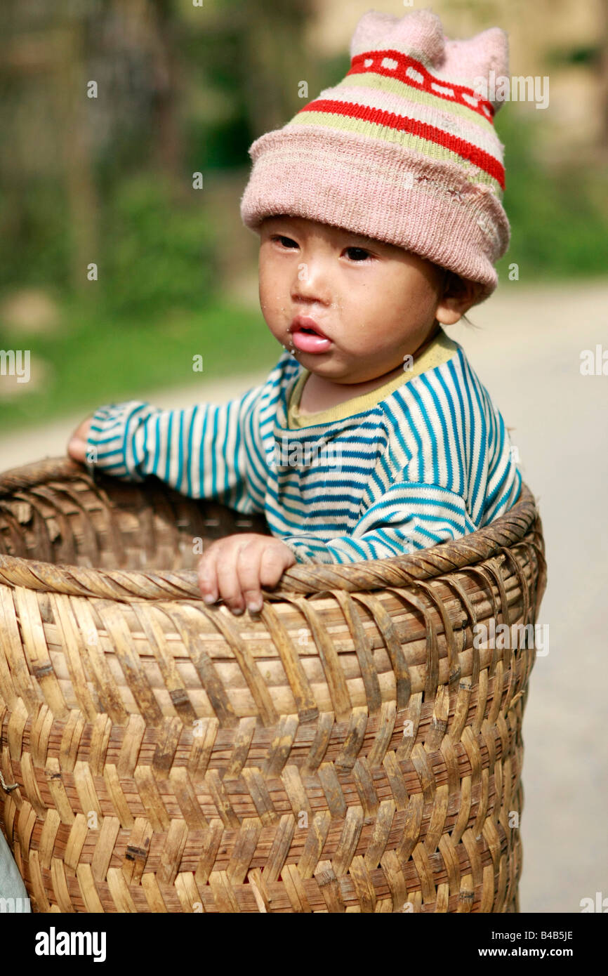 White Hmong child at the village of Pho Lao, Dong Van Plateau, Vietnam ...