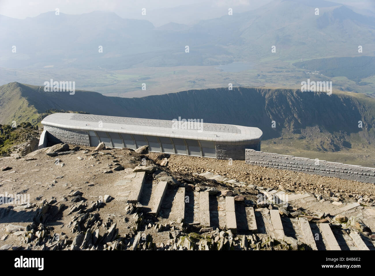 The new cafe built in 2008 on the top of Snowdon, Snowdonia, North ...