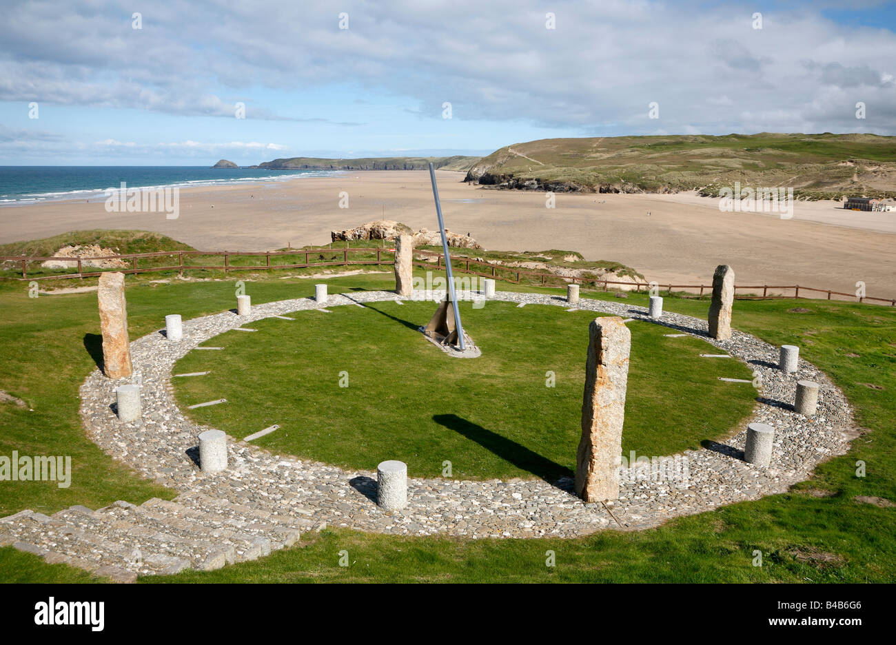 The Droskyn millennium stone sundial in Perranporth, Cornwall Stock ...