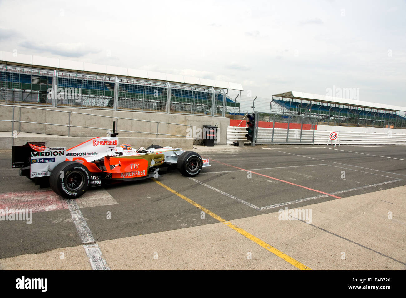 Force India Formula 1 car leaving the garage during testing at ...
