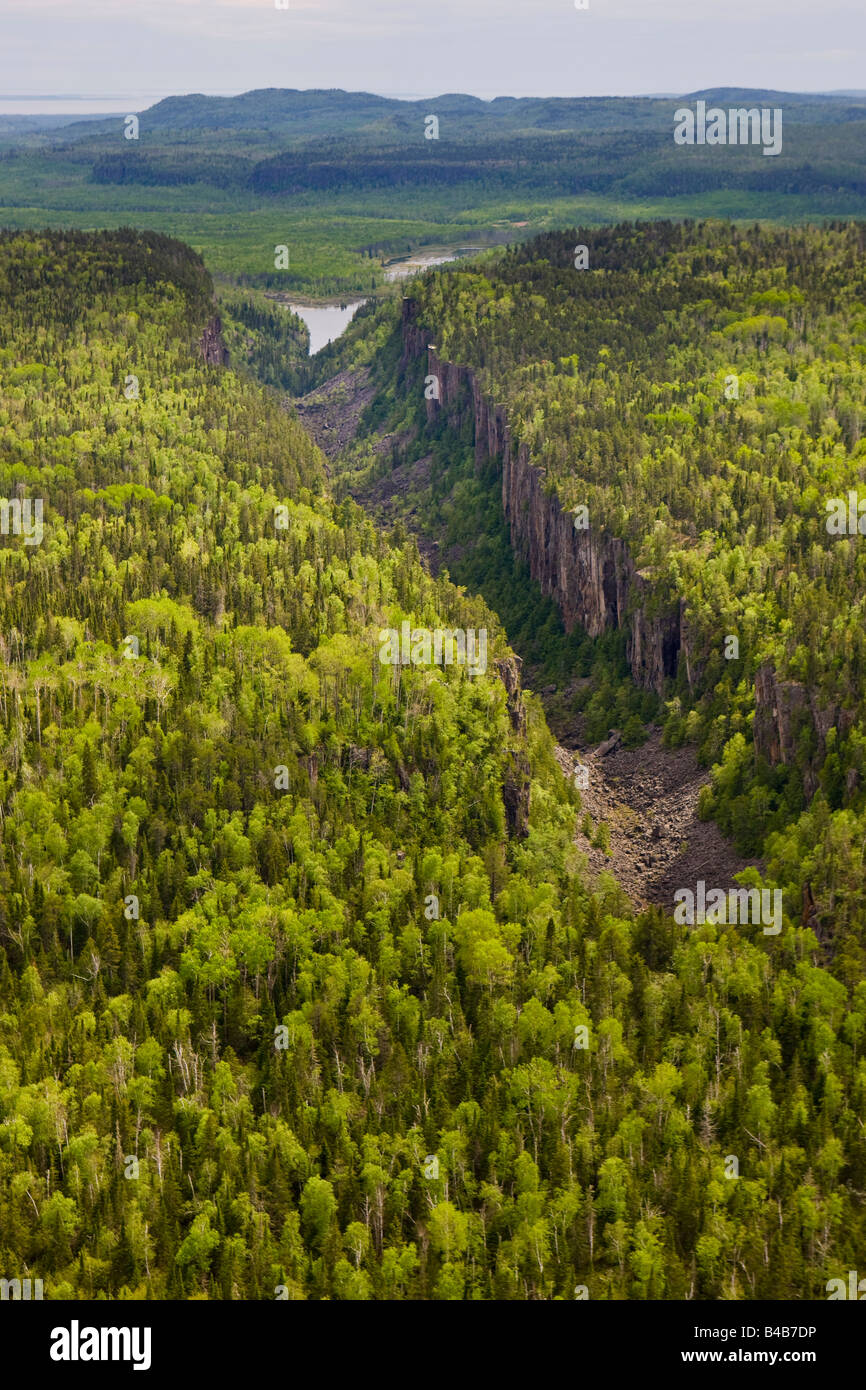 Aerial view of the Ouimet Canyon in the Ouimet Canyon Provincial Park ...