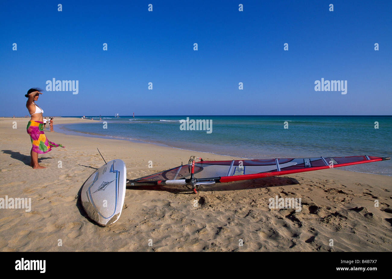 Windsurfing on the Sotavento Beach Fuerteventura Canary Islands Spain ...