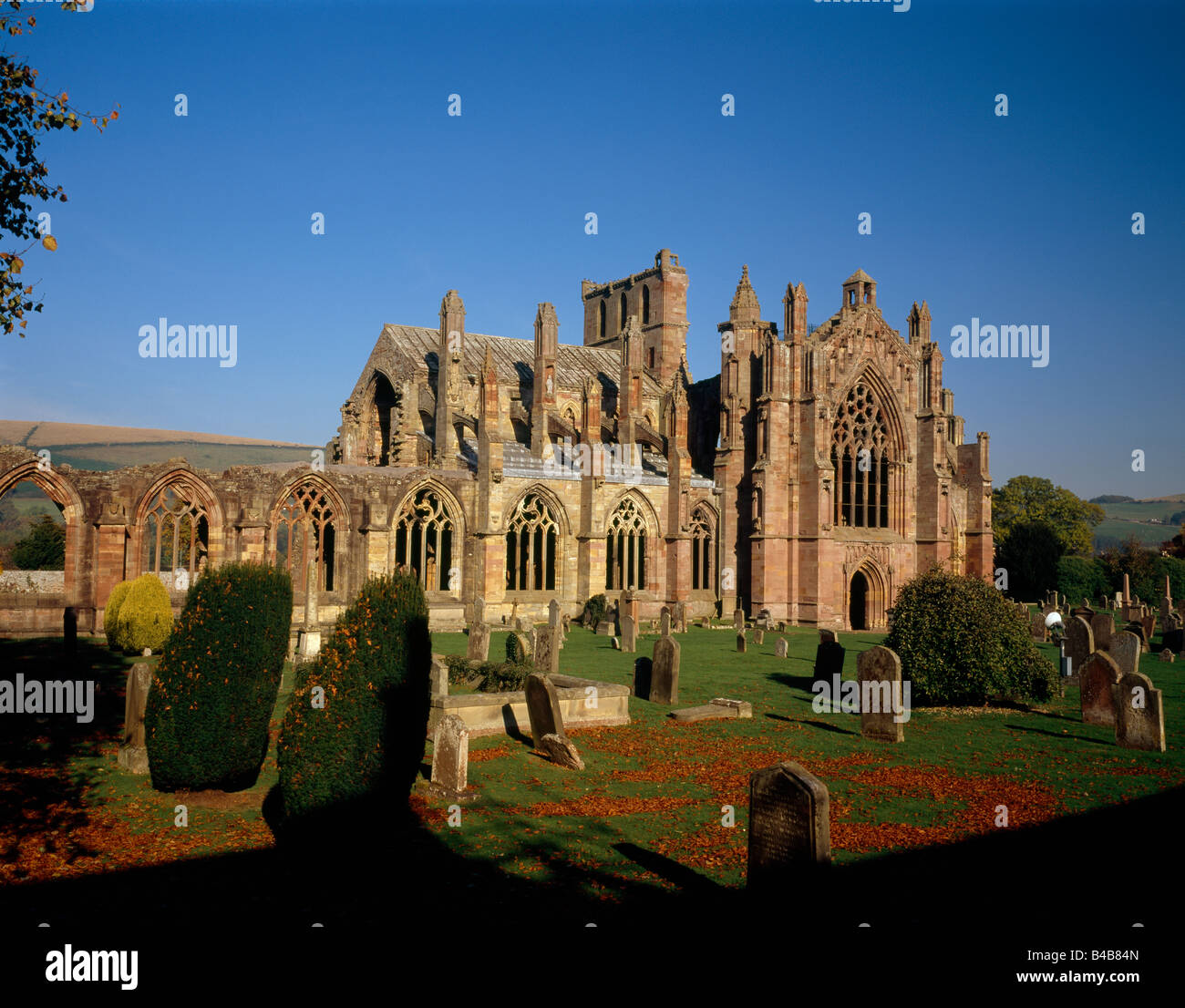 Melrose Abbey in Autumn in the Scottish Borders, Scotland Stock Photo ...