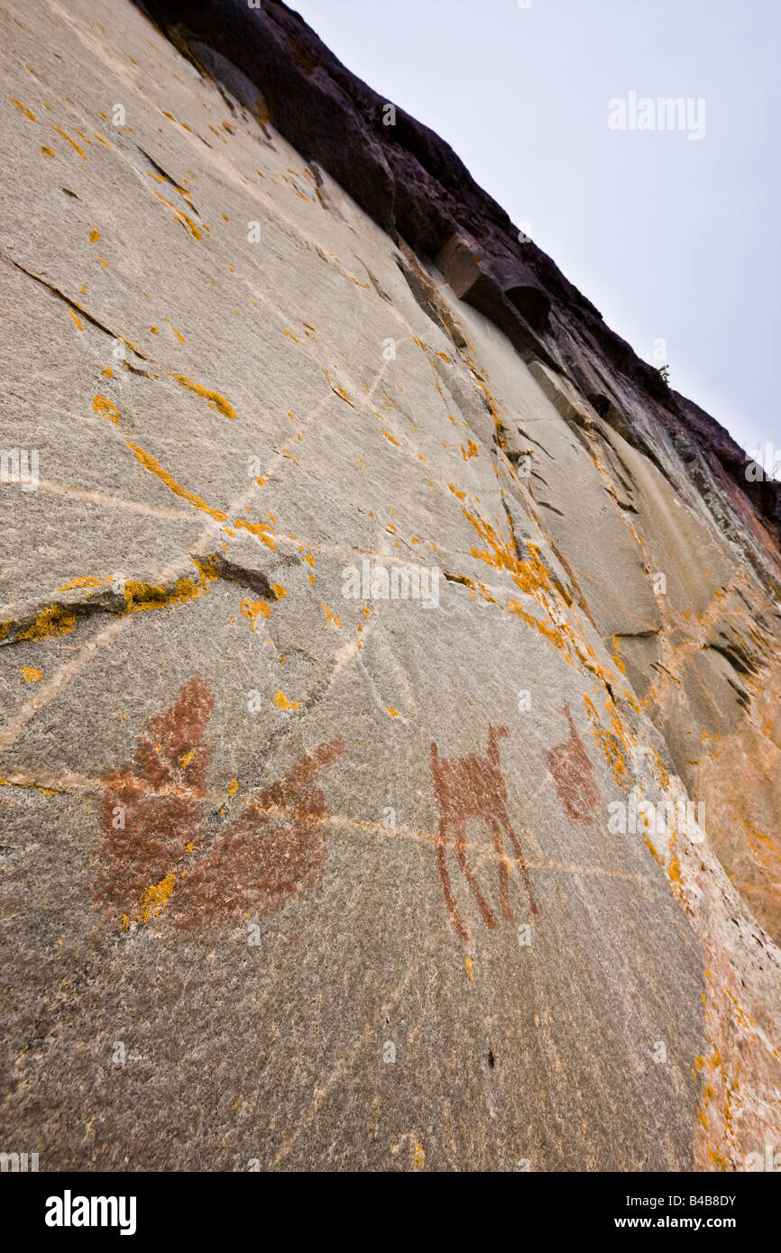 Pictographs on Agawa Rock, Agawa Rock Pictographs Trail, Lake Superior ...