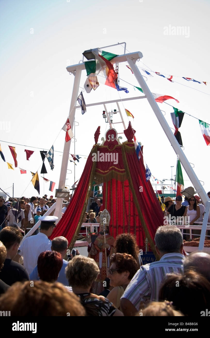 the Saint on the boat during the Holy Day of San Basso in the city of ...