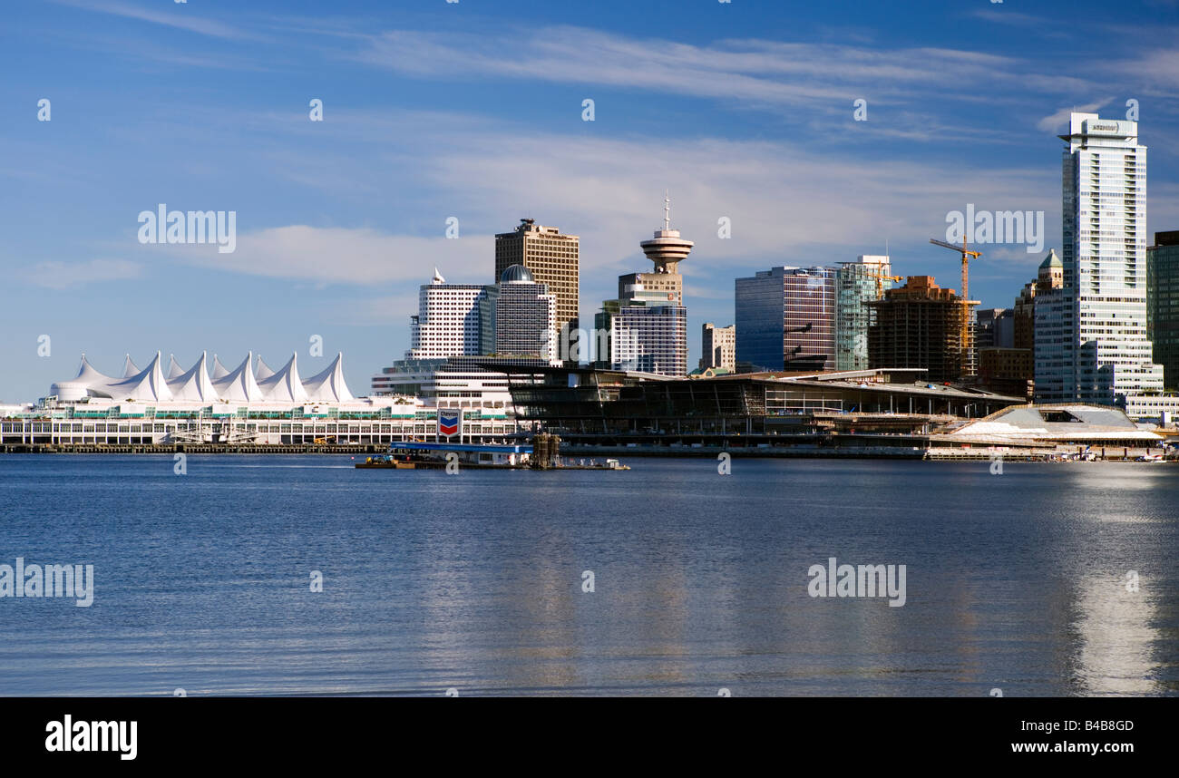 Vancouver city skyline, view from Stanley park, British Columbia ...