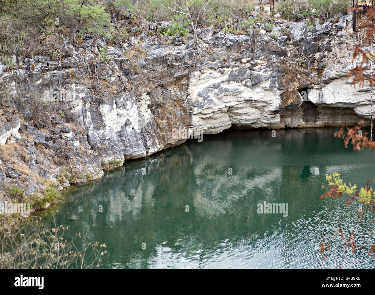 Scenery of deep hole of water in Lake Otjikoto near Tsumeb in Namibia ...