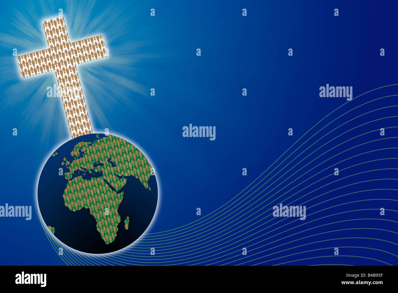 Cross on the world Stock Photo - Alamy