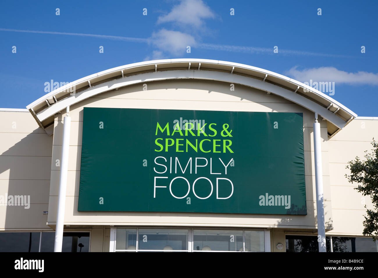 Sign above entrance to M & S simply food store, England, UK Stock Photo ...
