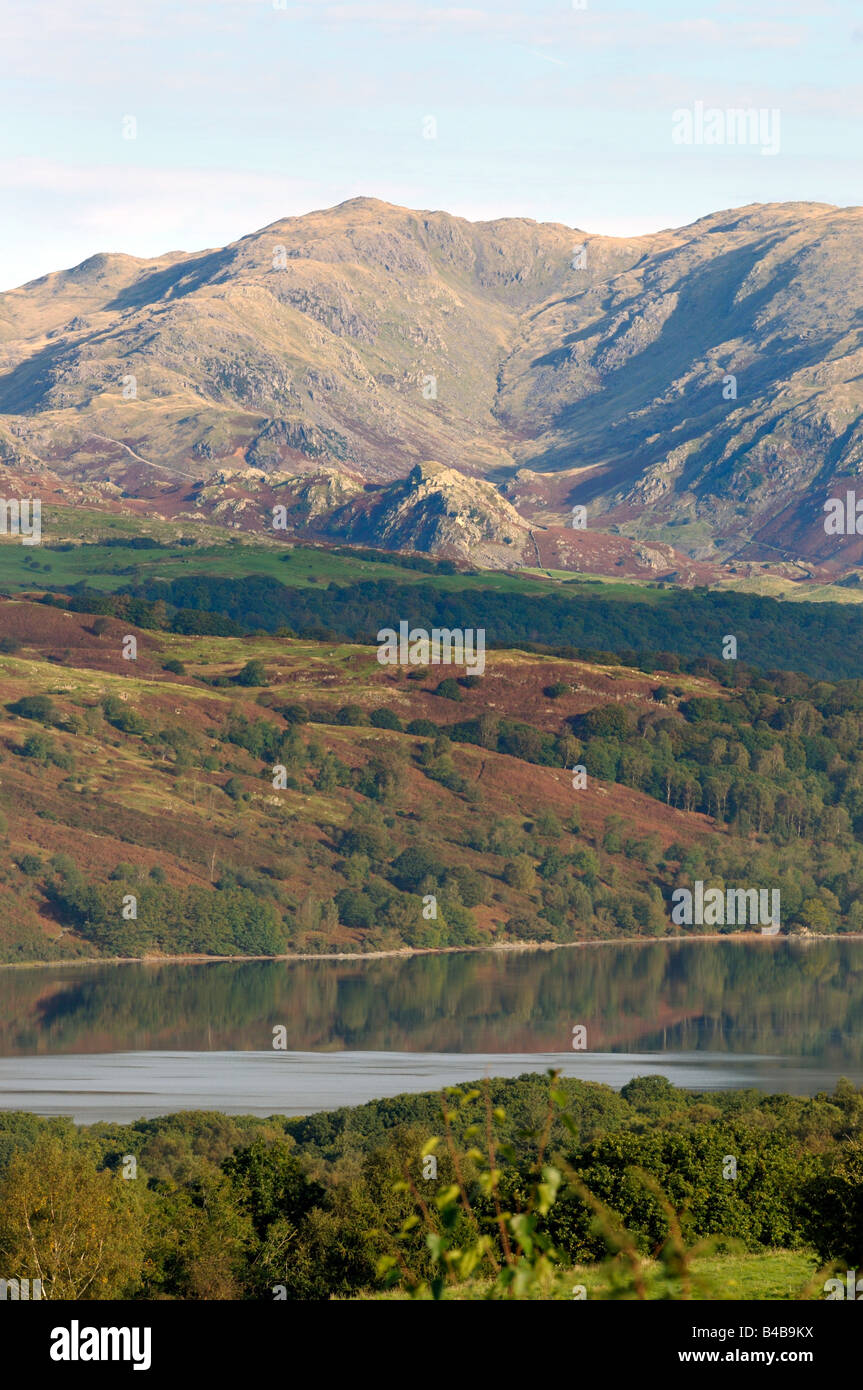 A scenic view of Coniston Water, The Old Man of Coniston and the ...