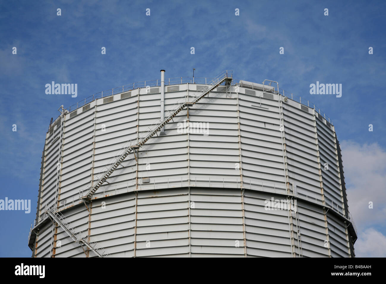 Gasometer structure for storing bulk gas in Liverpool, UK Stock Photo ...