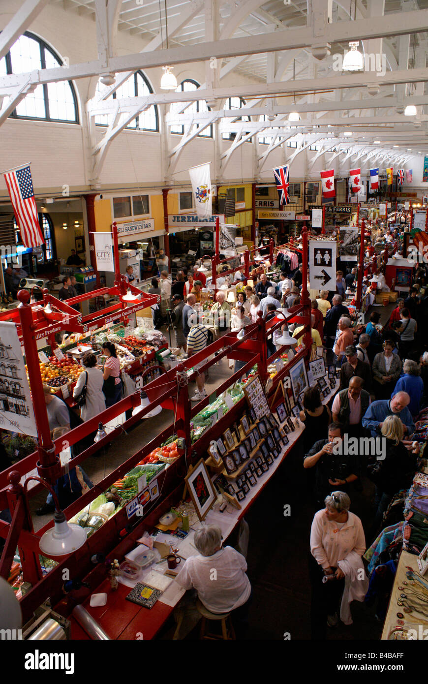 Crowded interior of the Saint John City Market in the city of Saint ...