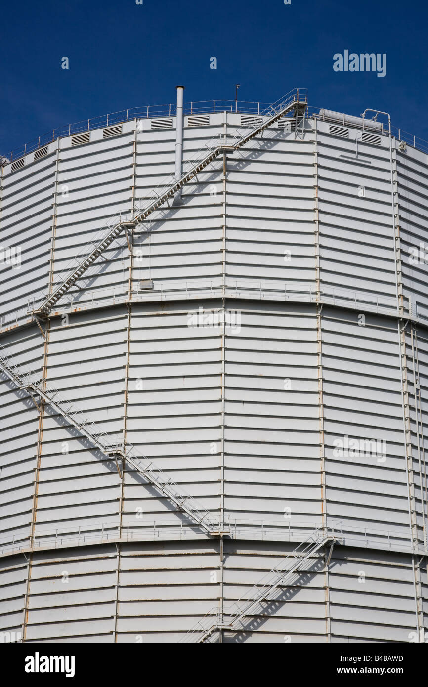 Gasometer structure for storing bulk gas in Liverpool, UK Stock Photo ...