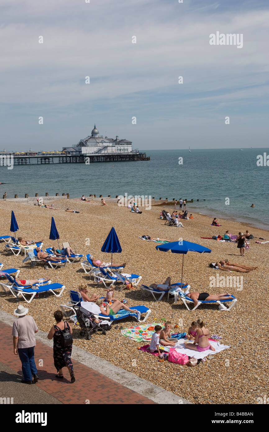 Eastbourne pier beach English Channel East Sussex Great Britain United ...