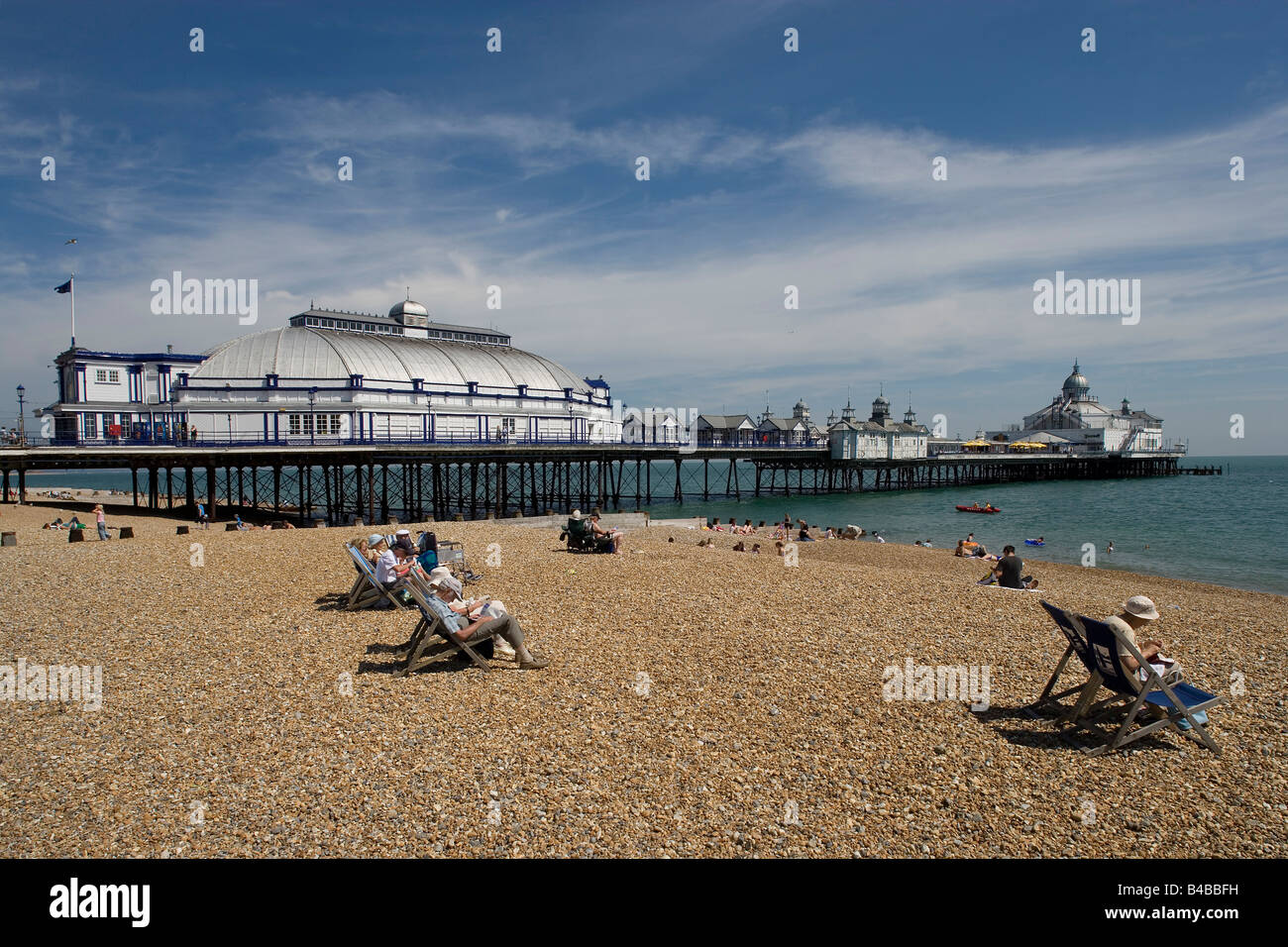 Eastbourne pier beach English Channel East Sussex Great Britain United ...