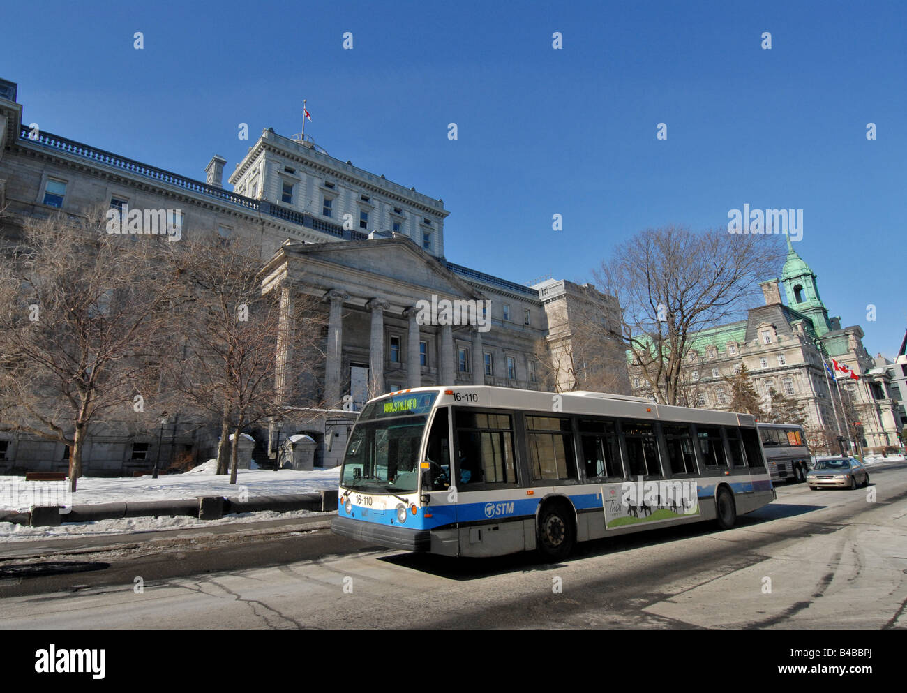 Bus in old Montreal on Notre Dame street Canada Quebec Stock Photo - Alamy