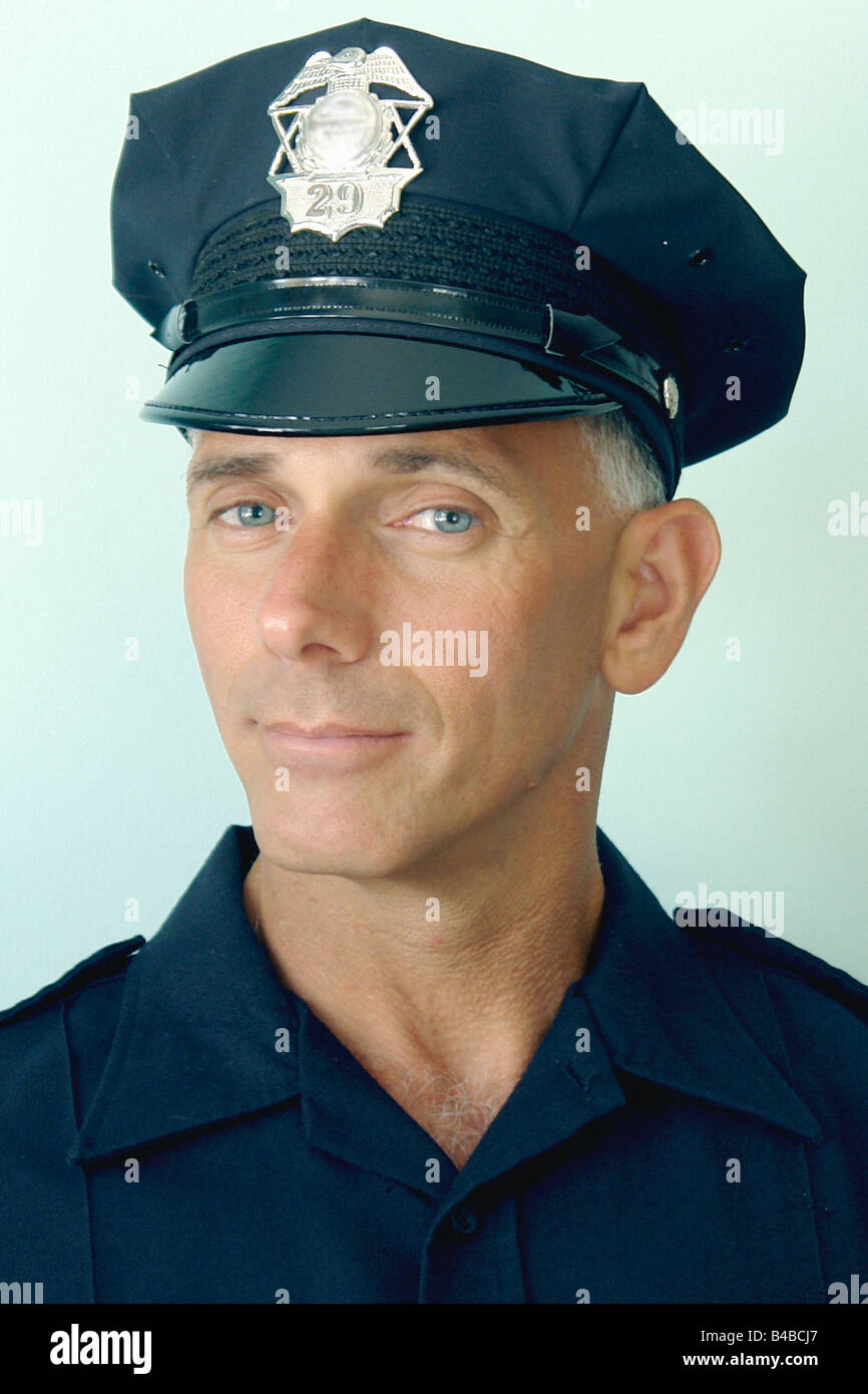 Head and Shoulders Studio Portrait of a Male Police Officer Stock Photo ...
