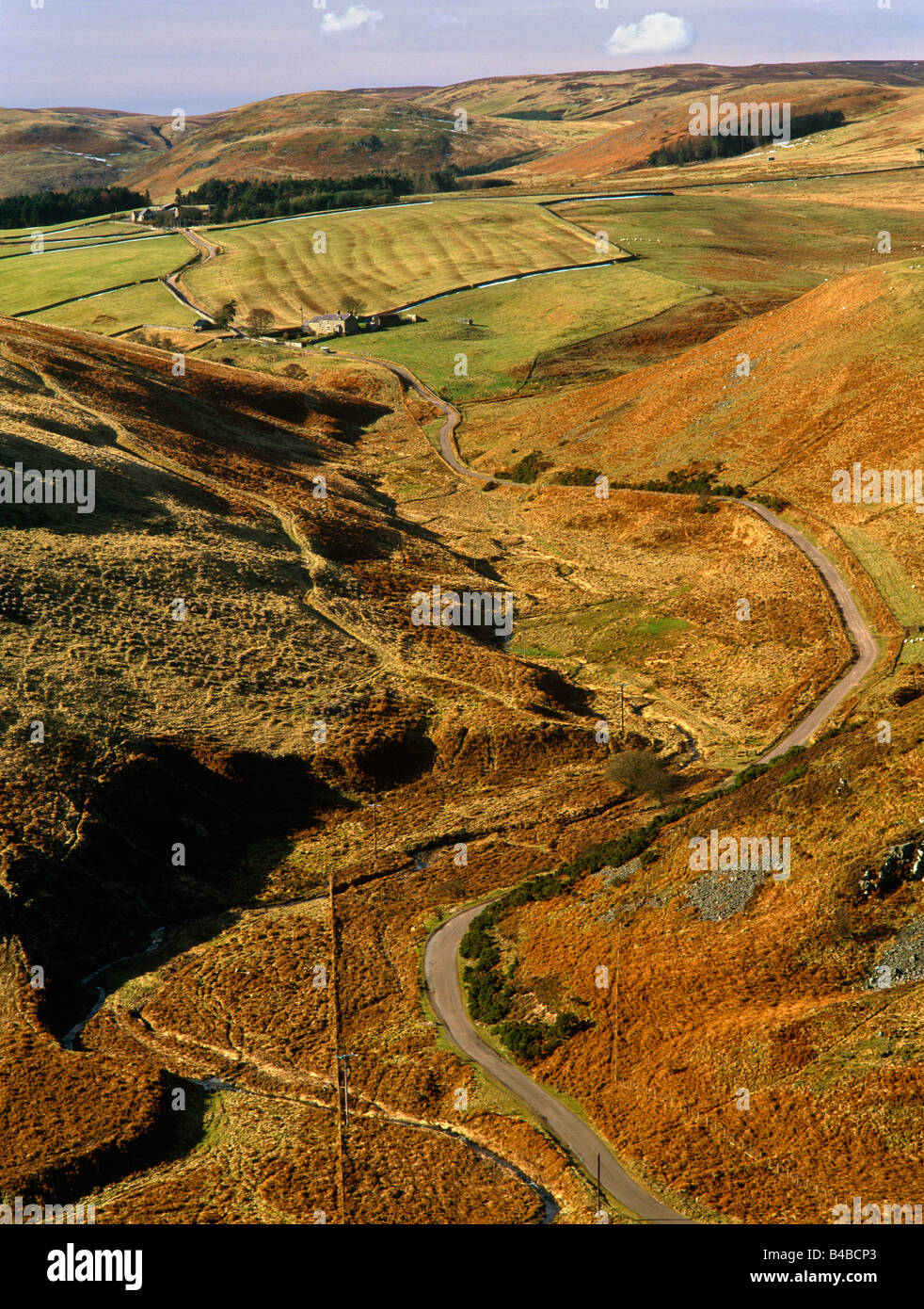 An Autumn daytime view of the Ingram Valley and River Breamish in ...