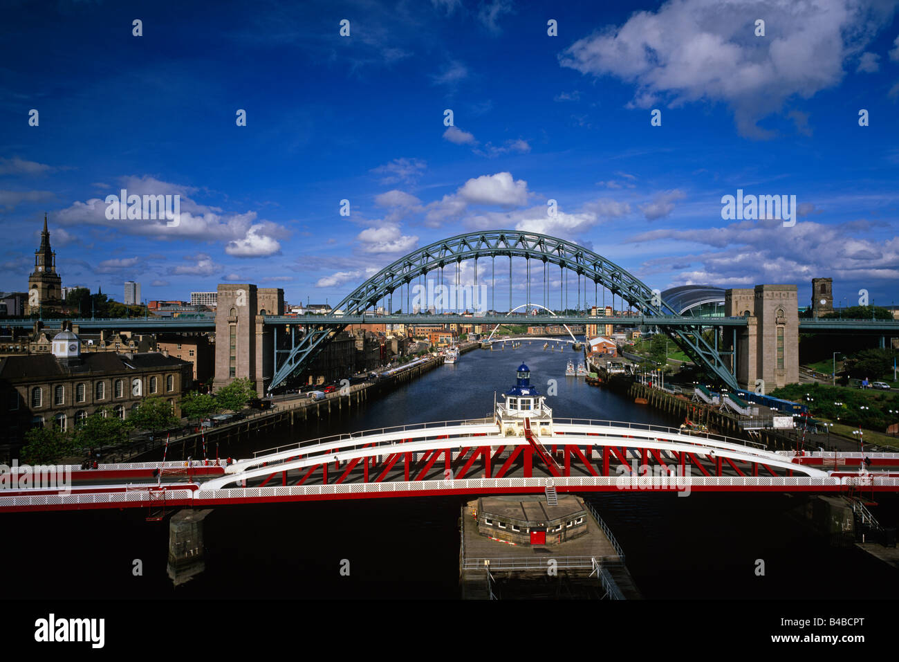 Daytime view of Newcastle Bridges and Quayside seen from High Level ...