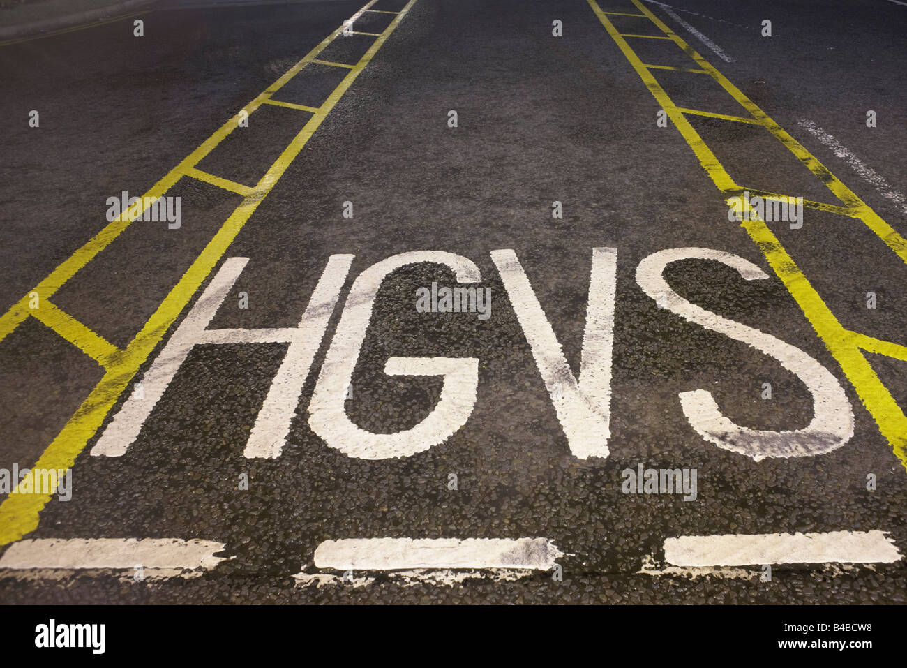 Heavy Goods Vehicle stencil sign in a lorry park at the DIRFT warehouse ...