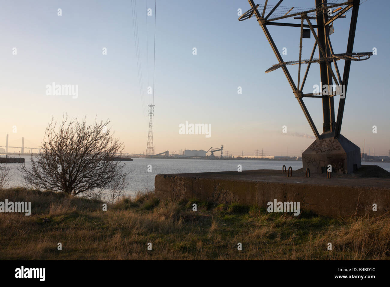 The leg of an electricity pylon carrying lines 1.3km over the Thames ...