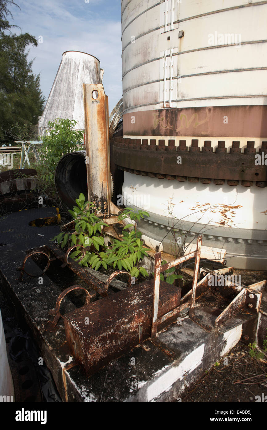 Rusting Europropulsion Ariane 5 rocket booster parts lie on tropical ...