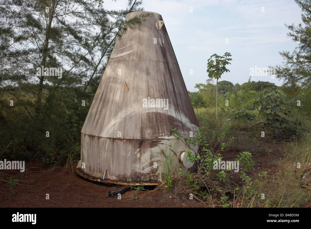 Rusting Europropulsion Ariane 5 rocket booster parts lie on tropical ...