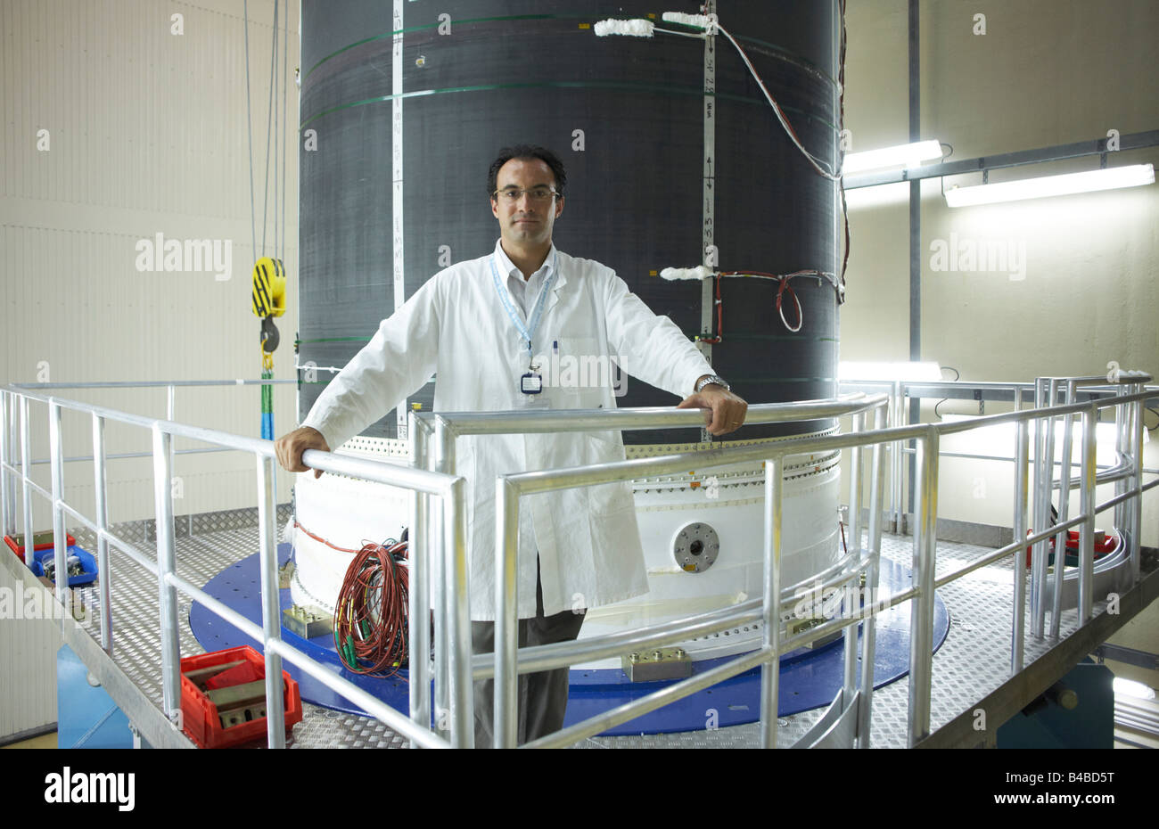 French technician manager with Ariane 5 rocket booster in ...