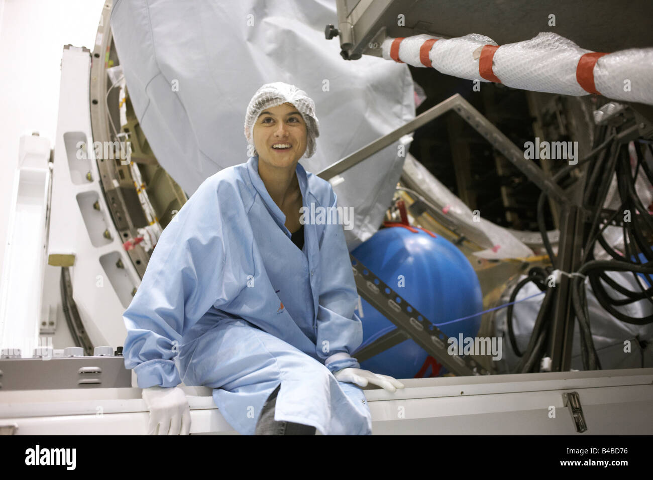 Lady technician constructs European Space Agency's Automated Transfer ...
