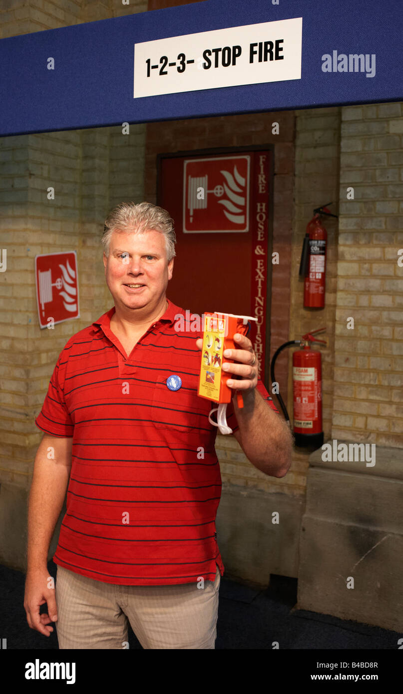 The 1-2-3 stop-fire changes a tap into a fire hose demonstrated by ...