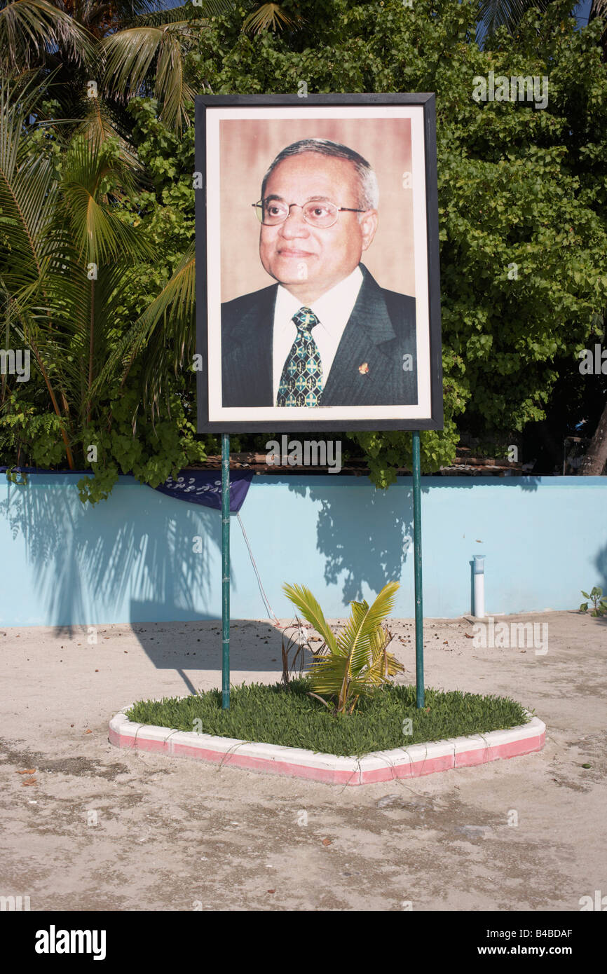 A portrait of ex-President Maumoon Abdul Gayoom, President of the ...