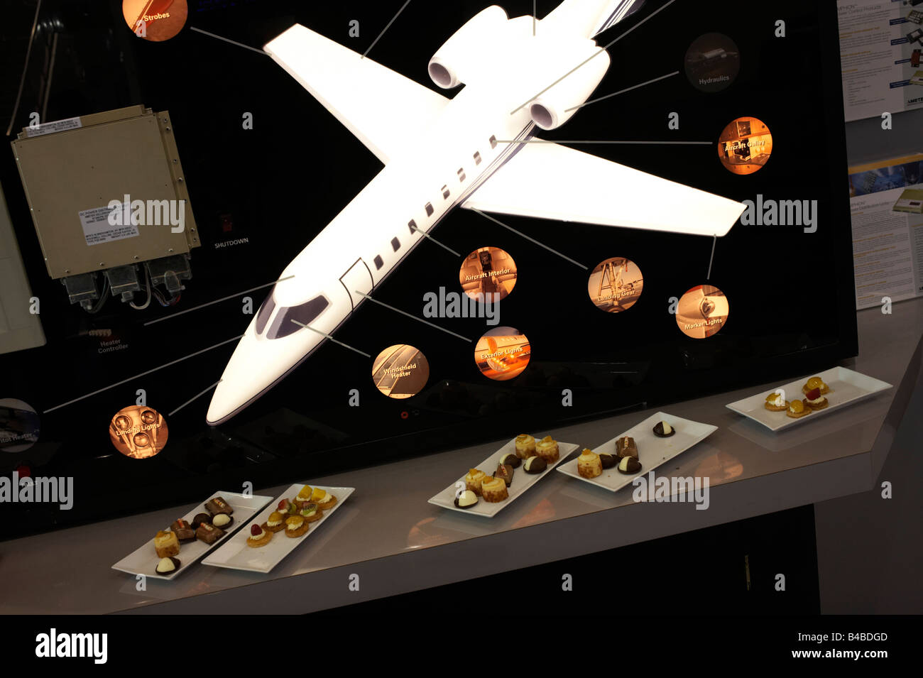 Lunchtime canapé snacks at the luxury Bombardier Learjet business ...