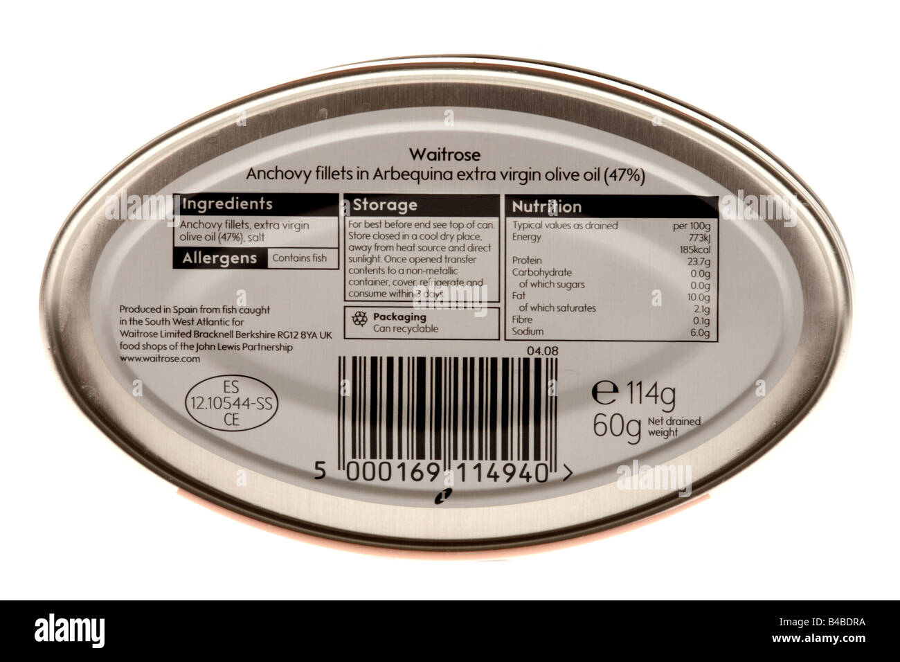 Tin of Anchovies Stock Photo - Alamy