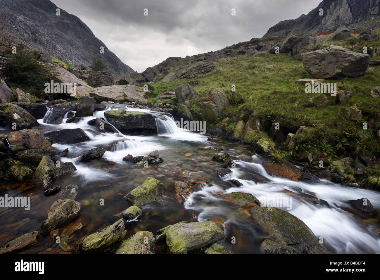 Stream in valley, Snowdonia, Wales Stock Photo - Alamy