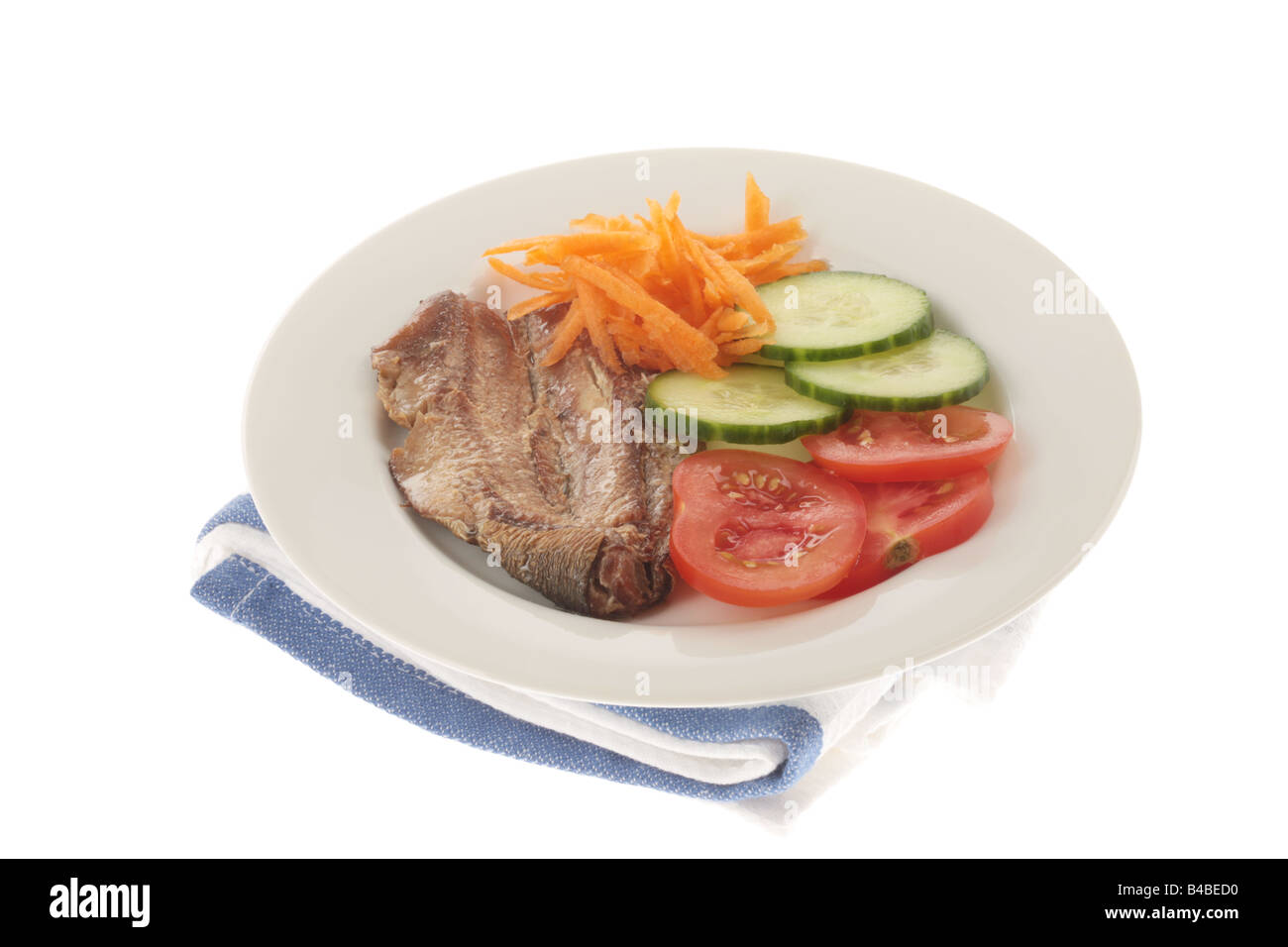Smoked Kipper with Salad Stock Photo - Alamy