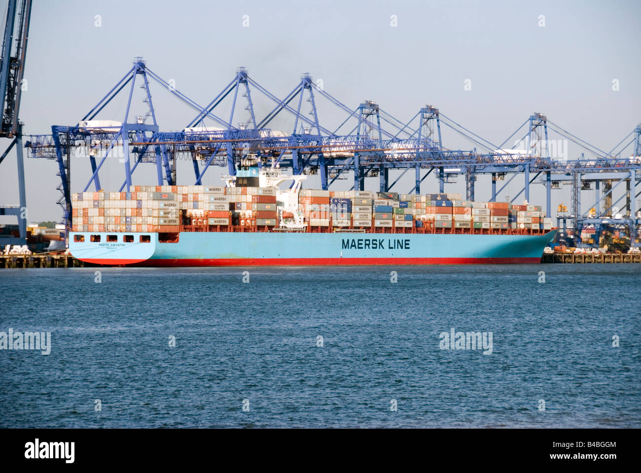 Container Ship Being Unloaded Stock Photo - Alamy