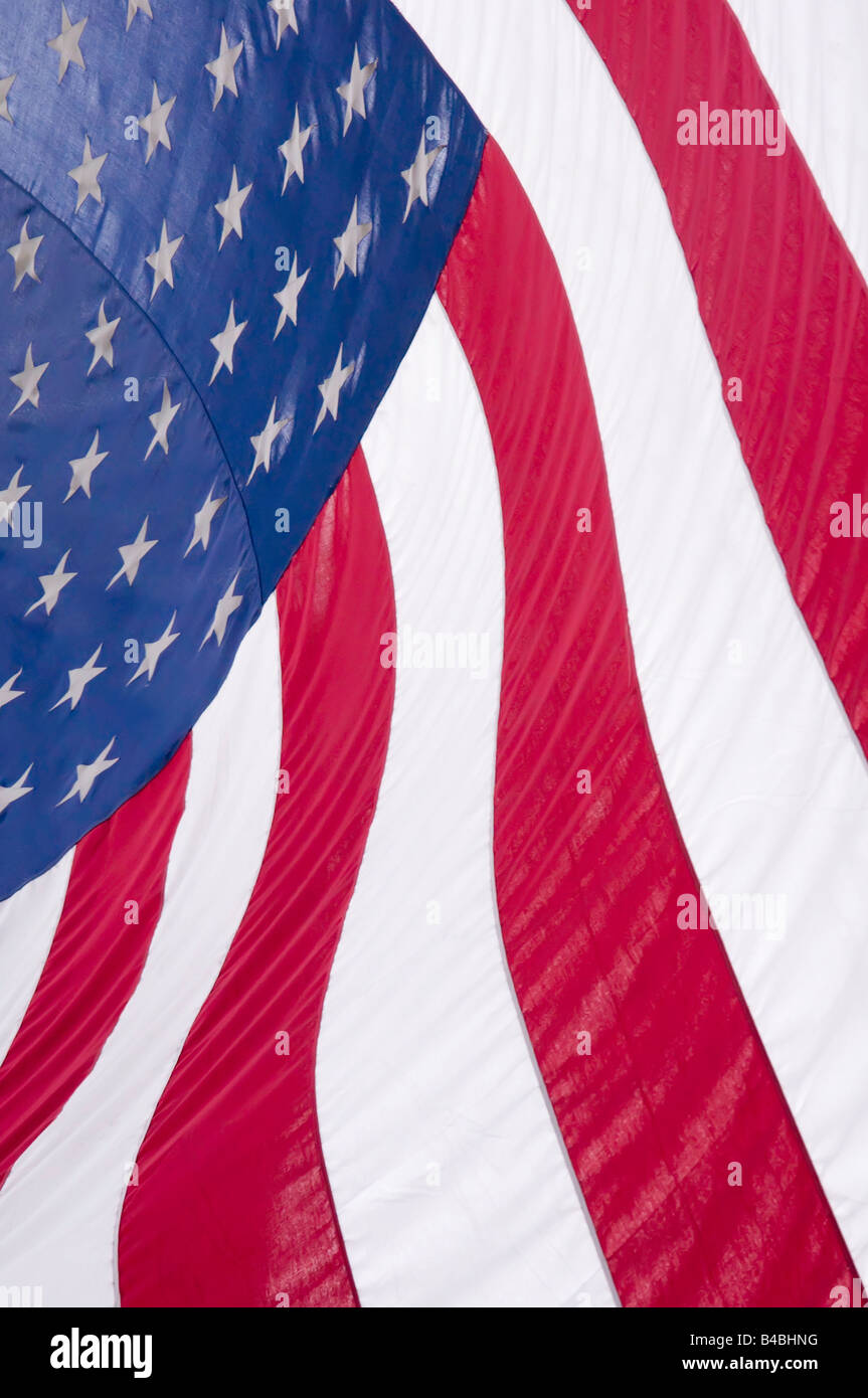 Partial view of American flag waving in a breeze Stock Photo - Alamy