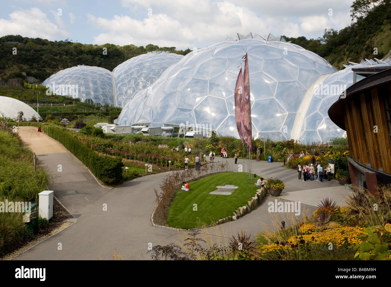General scenic of biomes visitors and gardens Eden Project Bodelva St ...