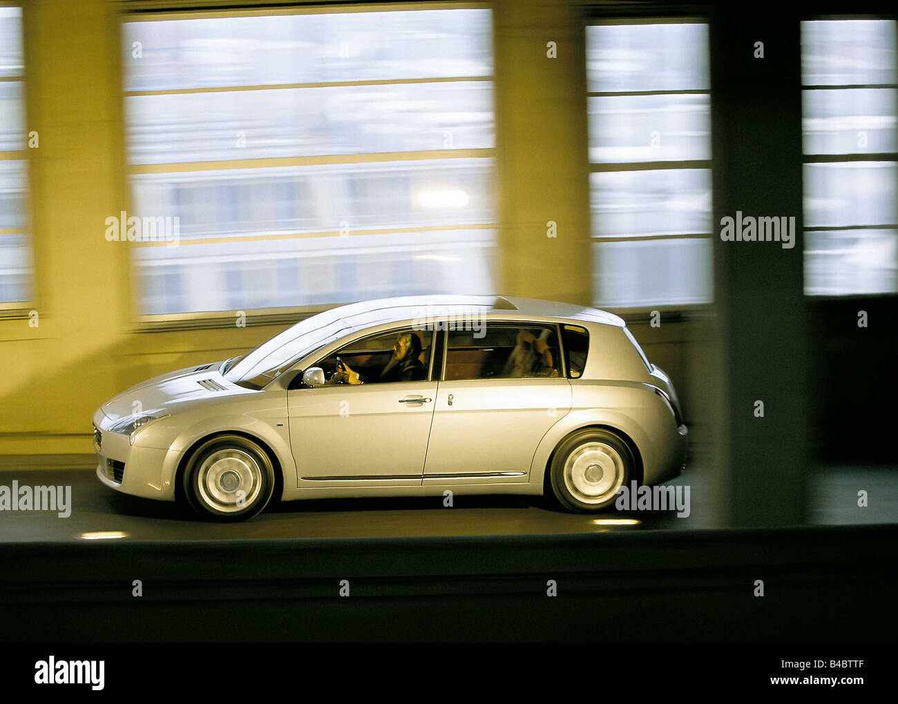 Car, Maserati Buran, Predotype, model year 2000, silver white, driving ...