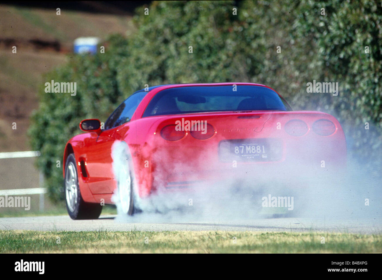 Car, Chevrolet Corvette coupe, roadster, model year 1998-, red, driving ...