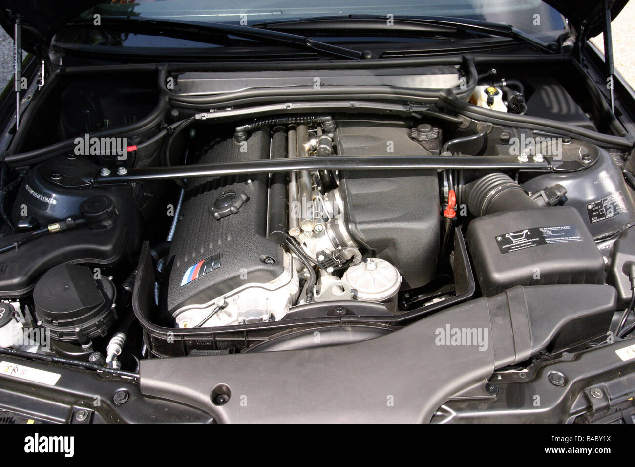 Car, BMW M3, Convertible, model year 2003-black, view in engine ...