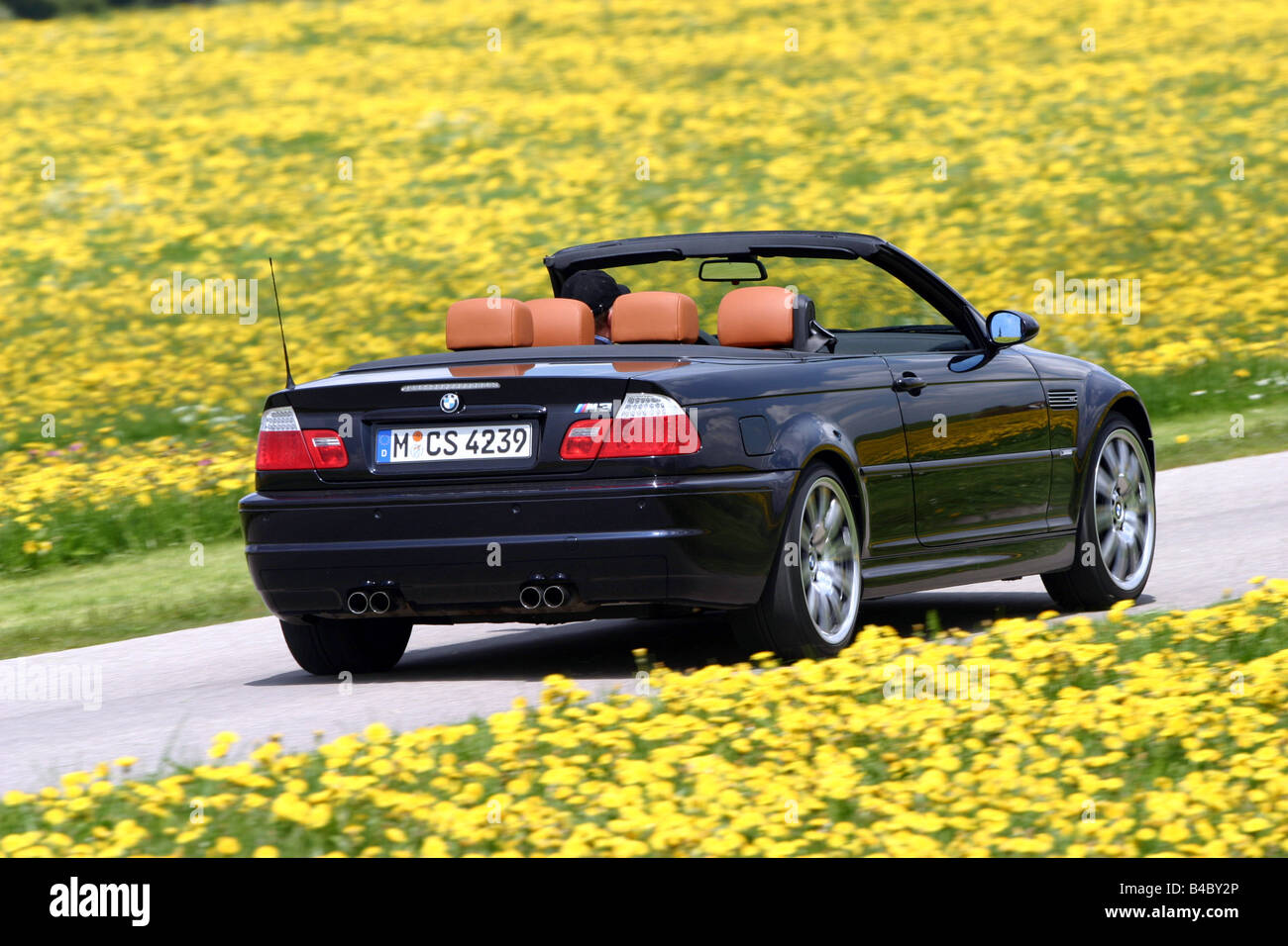 Car, BMW M3, Convertible, model year 2003-black, open top, driving ...