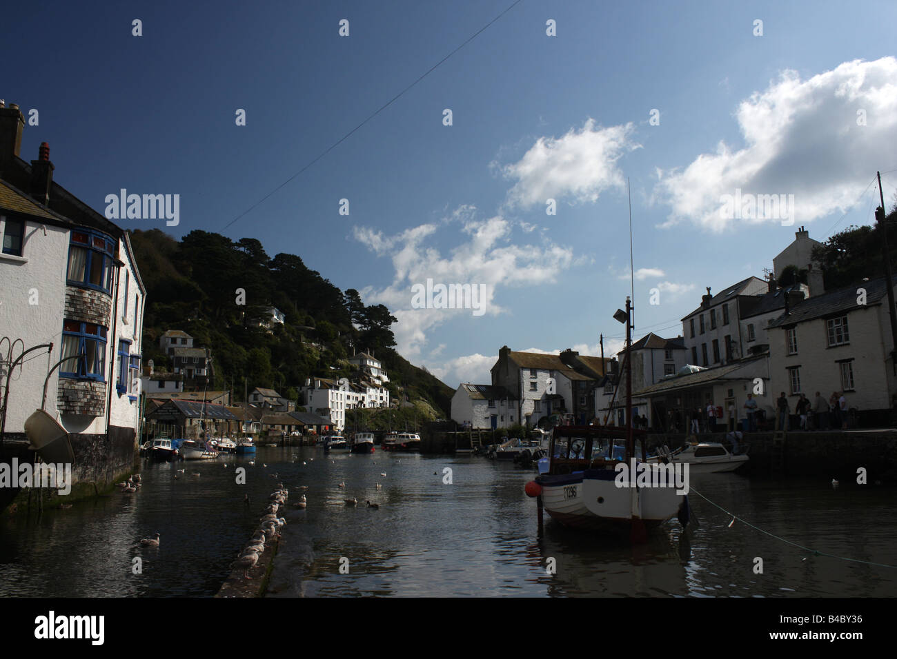 polperro harbour cornwall england Stock Photo - Alamy
