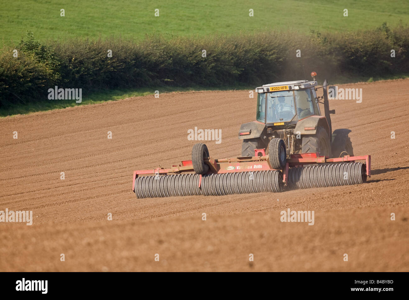 Massey Ferguson Tractor Rolling In The Rutland Countryside Stock Photo ...