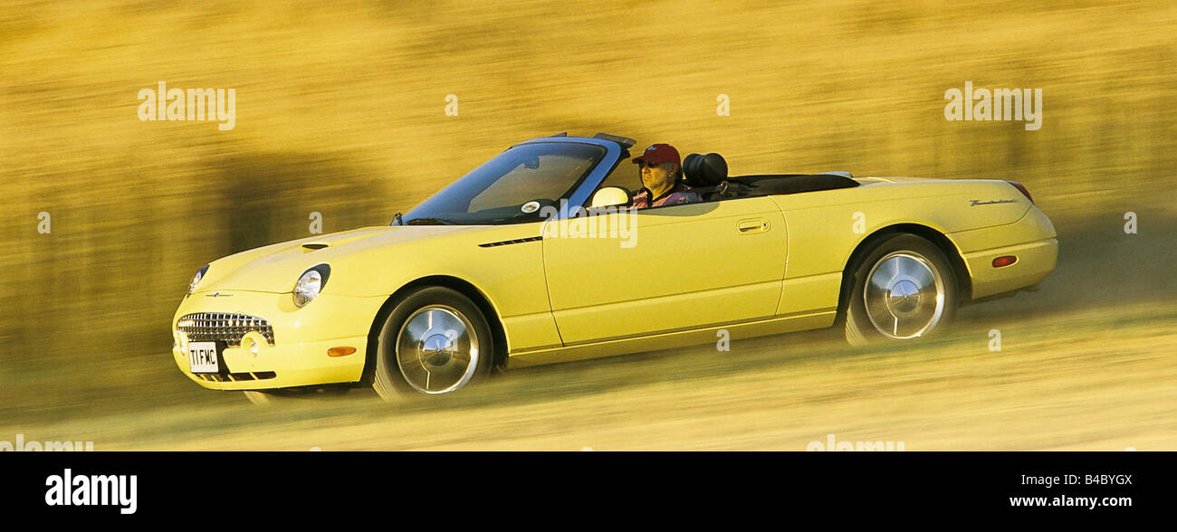 Car, Ford Thanderbird, Convertible, model year 2002-, yellow, diagonal ...